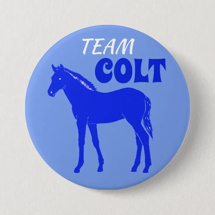 "Team Colt" Blue Gender Reveal Pinback Button | Zazzle