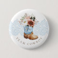 Team Cowboy Western Pink Boot Gender Reveal Button | Zazzle