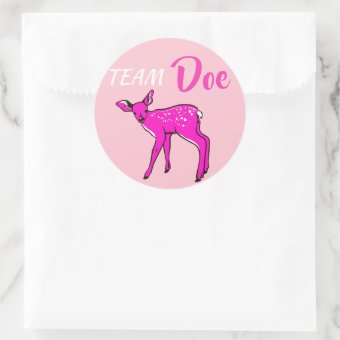 "Team Doe" Pink Gender Reveal Classic Round Sticker | Zazzle