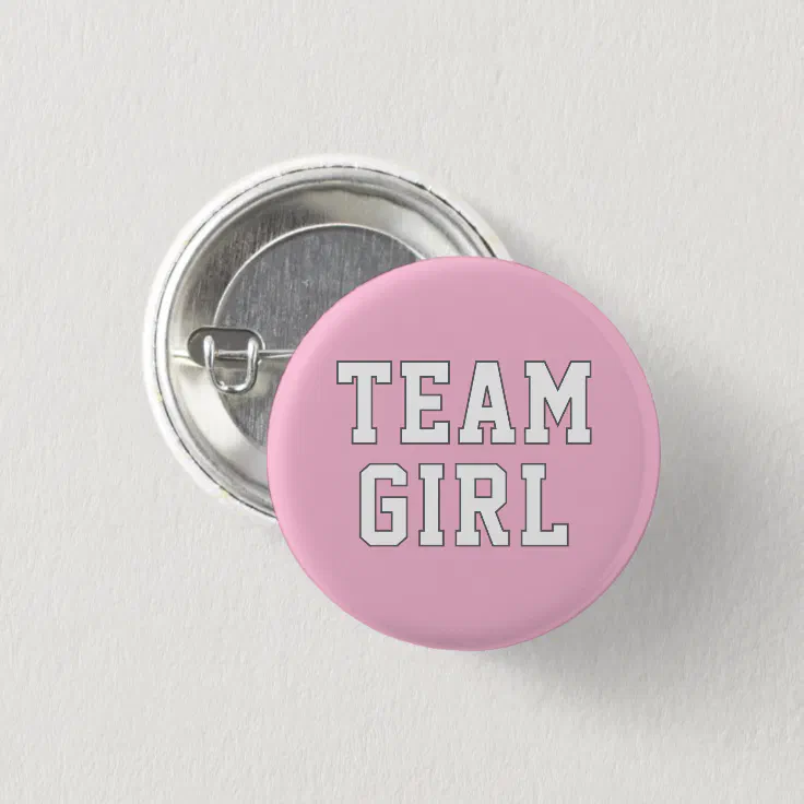 Team Girl Pink Baby Gender Reveal Party Button | Zazzle