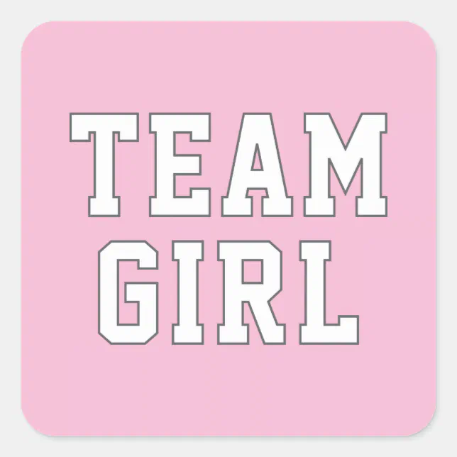 Team Girl Pink Baby Gender Reveal Party Square Sticker | Zazzle