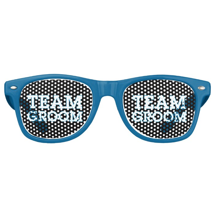 Team Groom Blue Outline Black Retro Sunglasses | Zazzle.com