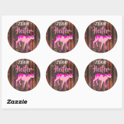 "Team Heifer" Pink Gender Reveal Classic Round Sticker | Zazzle
