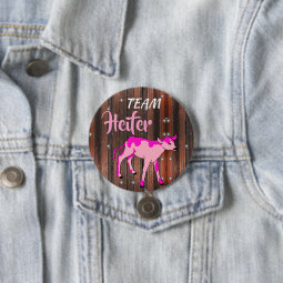 "Team Heifer" Pink Gender Reveal Pinback Button | Zazzle