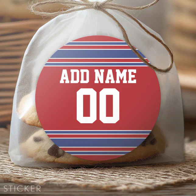 Team Jersey with Custom Name and Number Classic Round Sticker | Zazzle