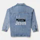 Team Jesus Black and White Typography Denim Jacket | Zazzle