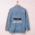 Team Jesus Black and White Typography Denim Jacket | Zazzle