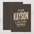 Team Kayson Lifetime Member Personalized Name Invitation | Zazzle
