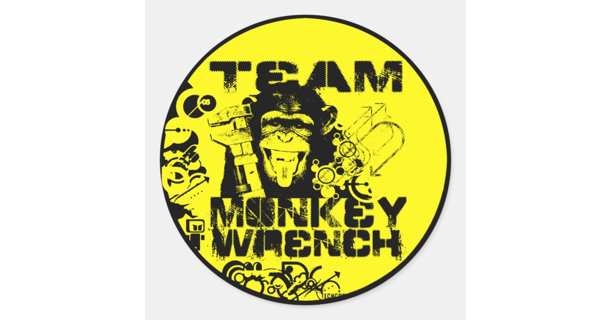 Team Monkey Wrench Classic Round Sticker | Zazzle