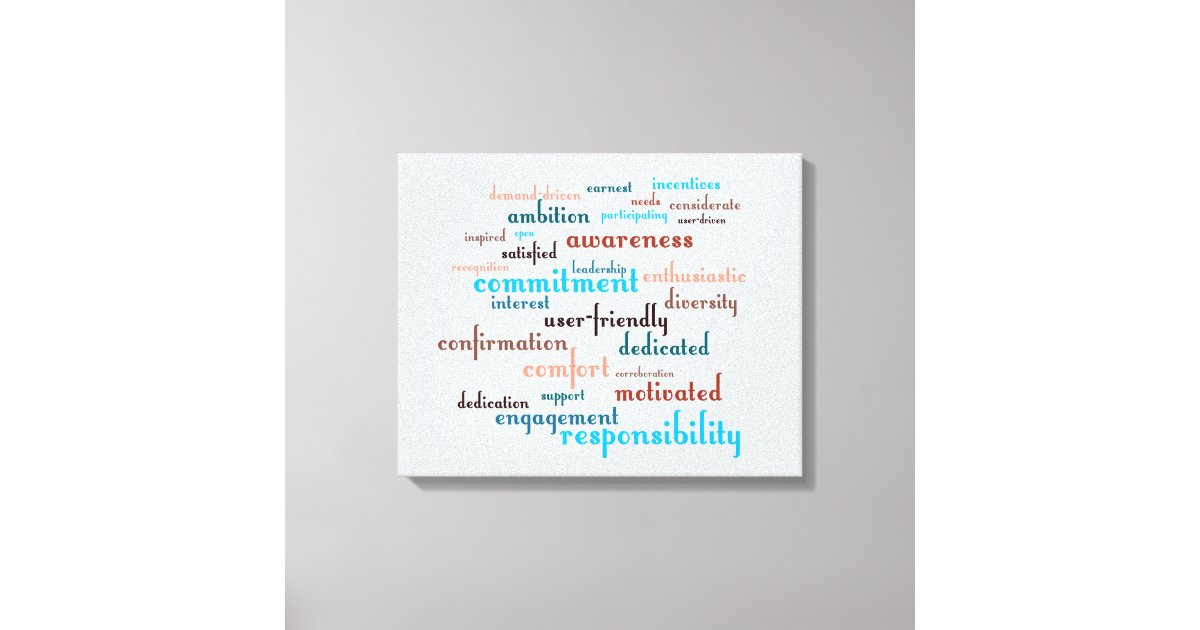 Team Motivation Word Cloud Customizable Background Canvas Print | Zazzle