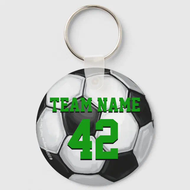 Team Name and Number Soccer Ball Keychain | Zazzle