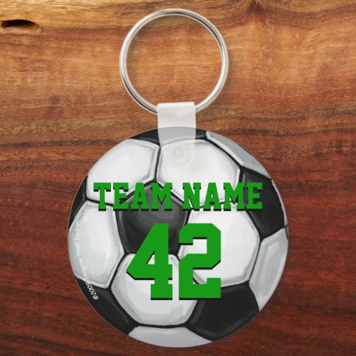 Team Name and Number Soccer Ball Keychain | Zazzle