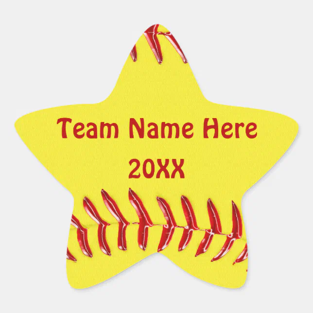 TEAM NAME and YEAR Star Shaped Softball Stickers | Zazzle