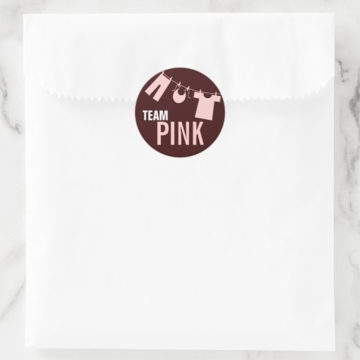 Team Pink Baby Clothes Gender Reveal Team Sticker | Zazzle