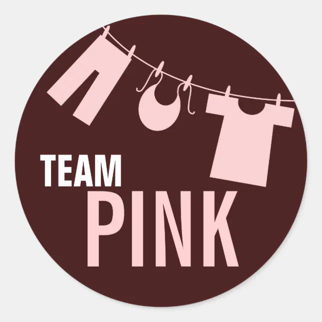 Team Pink Baby Clothes Gender Reveal Team Sticker | Zazzle