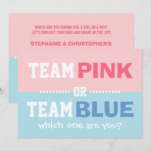 Team Pink or Team Blue Baby Gender Reveal Party Invitation | Zazzle