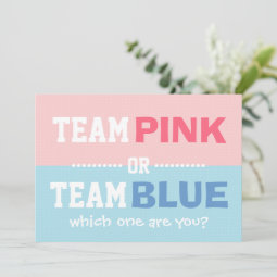 Team Pink or Team Blue Baby Gender Reveal Party Invitation | Zazzle