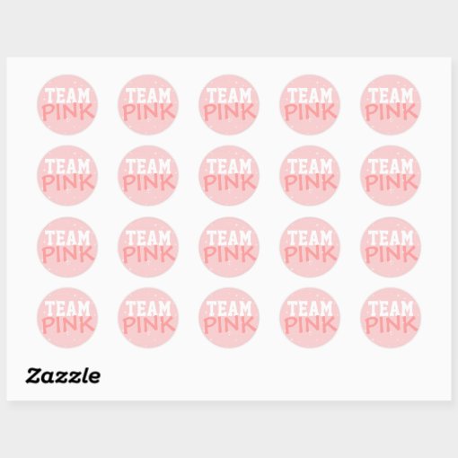 Team Pink Polka Dot & Stars Round Sticker | Zazzle