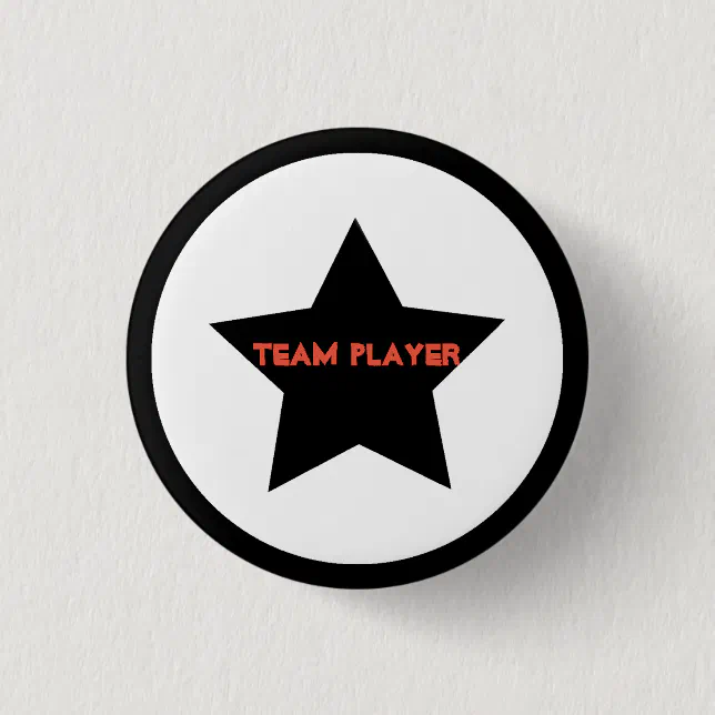 Team Player Star Button Pin | Zazzle