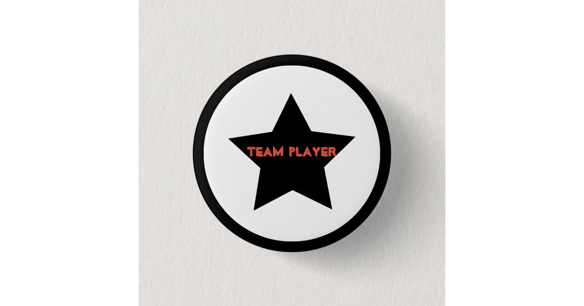 Team Player Star Button Pin | Zazzle