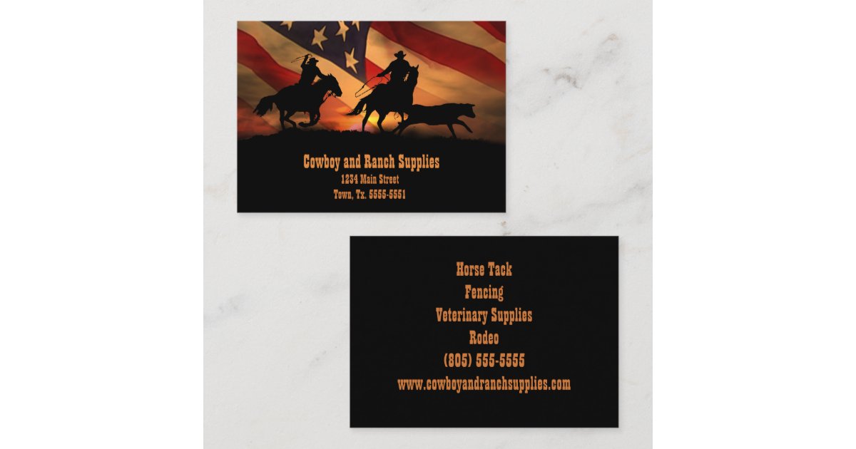Team Roping Cowboy Services or Ranch Supplies Business Card | Zazzle