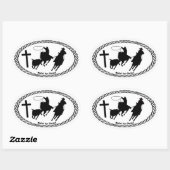 Team Roping Cross Euro Style Oval Sticker | Zazzle