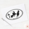 Team Roping Cross Euro Style Oval Sticker | Zazzle