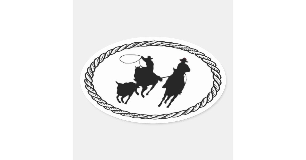 Team Roping Euro Style Oval Sticker | Zazzle