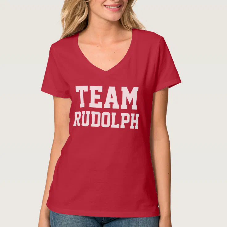 Team Rudolph | Christmas | Custom Name T-Shirt | Zazzle