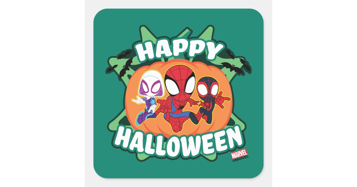 Team Spidey Happy Halloween Square Sticker | Zazzle