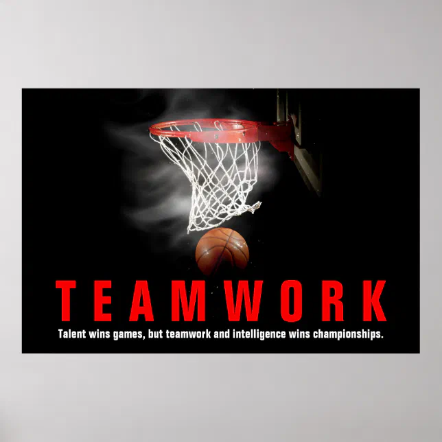 Teamwork Basketball Inspirational Quote Players Poster | Zazzle