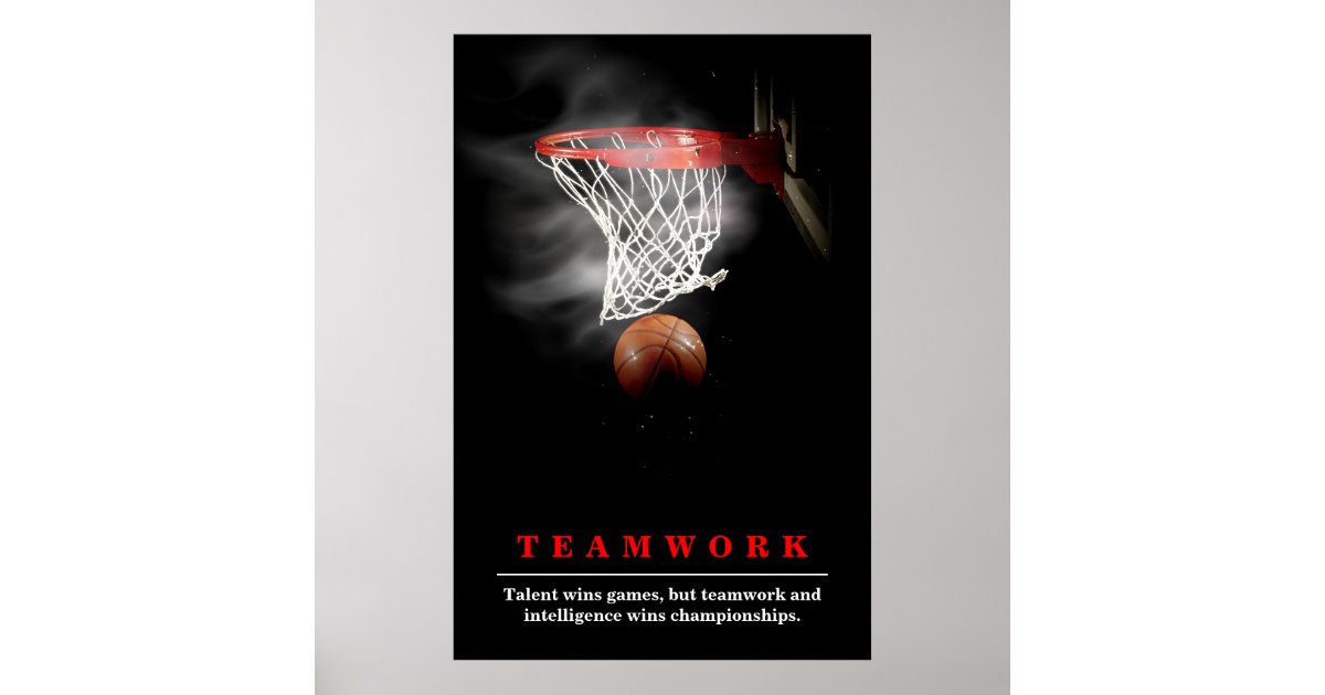 Teamwork Basketball Motivational Inspirational Poster | Zazzle