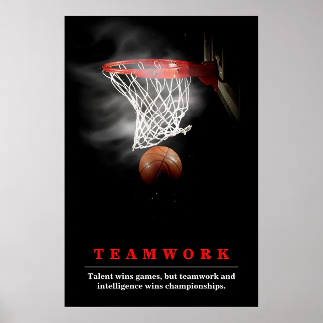 Teamwork Basketball Motivational Inspirational Poster | Zazzle
