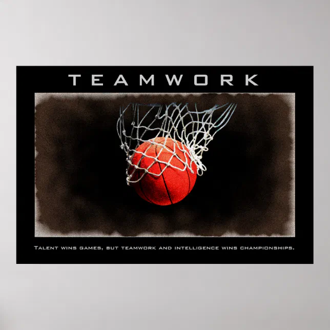 Teamwork Basketball Motivational Poster | Zazzle