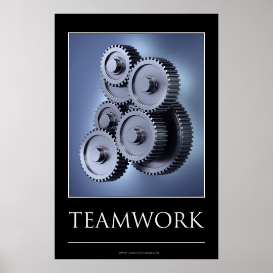 Teamwork concept with gear wheels poster | Zazzle.com