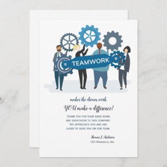 Teamwork Employee Appreciation Card | Zazzle