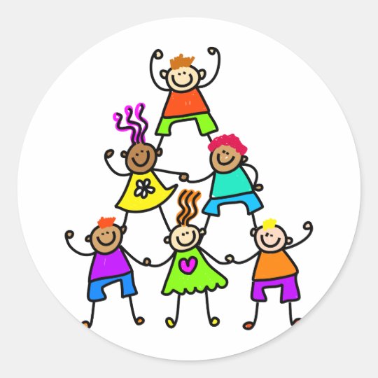 Teamwork Kids Classic Round Sticker | Zazzle.com