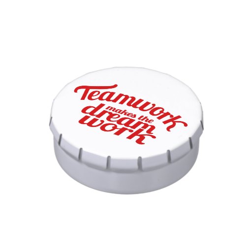 Teamwork makes the dream work red jelly belly candy tin | Zazzle