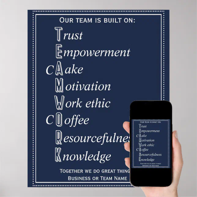 Teamwork Motivational Acrostic Poster | Zazzle