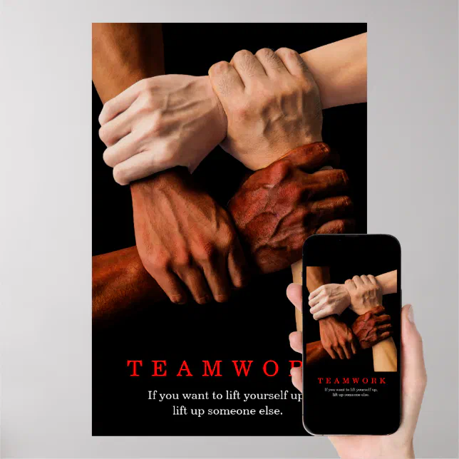 Teamwork Motivational Inspirational Quote Hands Poster | Zazzle