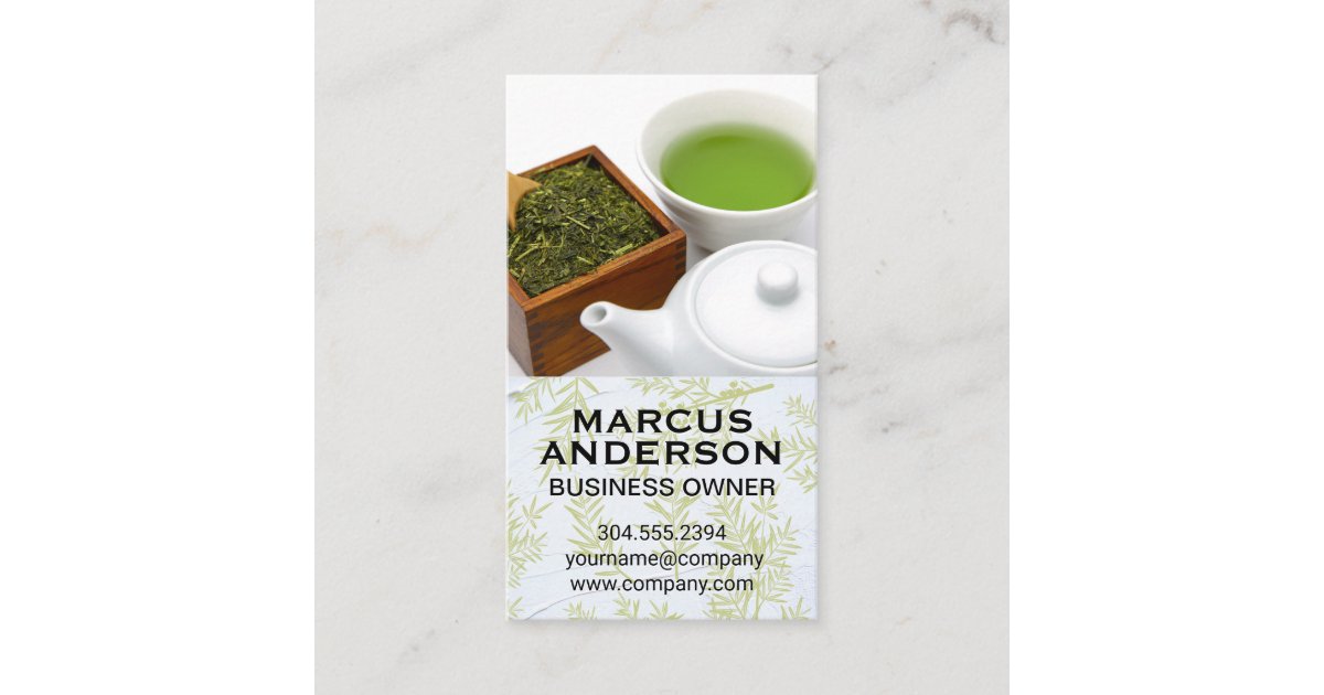 Teapot and Cup | Green Tea Business Card | Zazzle