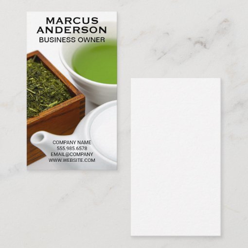 Teapot and Cup | Wood Box of Tea Business Card | Zazzle