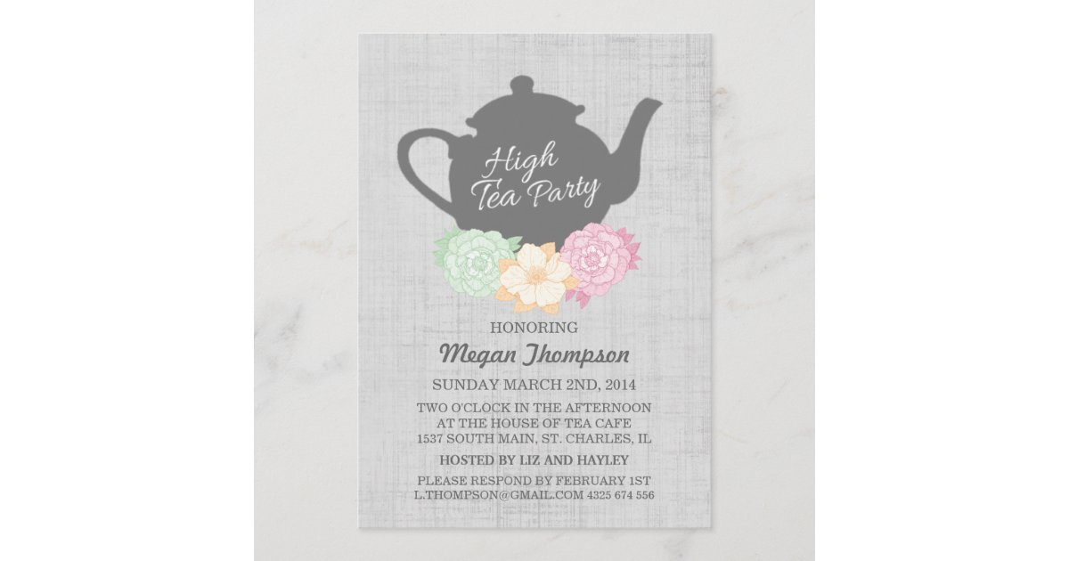 Teapot High Tea Invitation | Zazzle.com