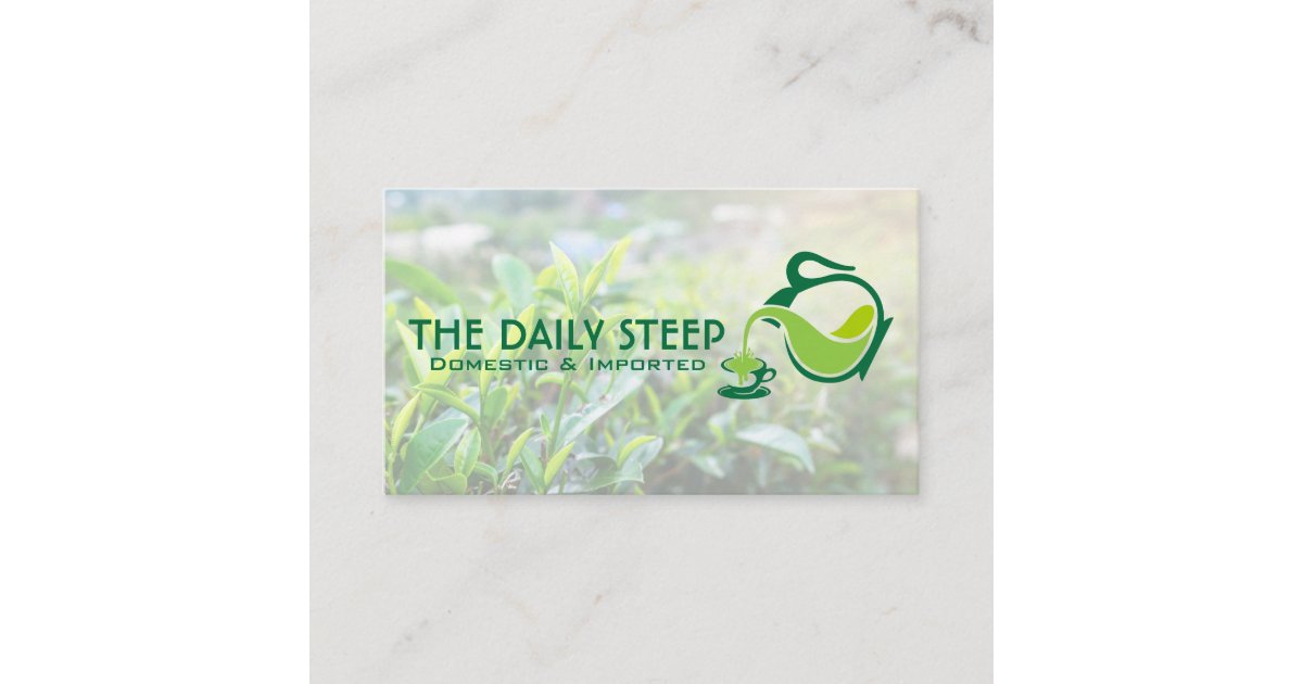 Teapot Pouring Green Tea Business Card | Zazzle
