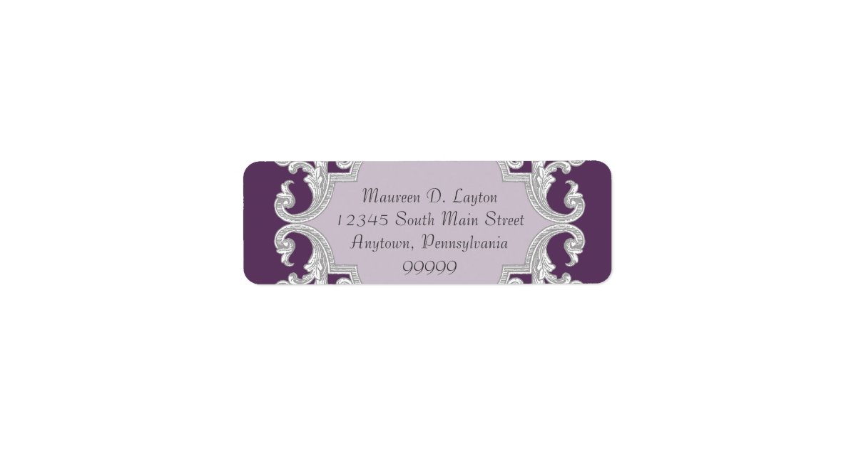 Tear Drop Lace Plum Purple Matching Address Labels | Zazzle