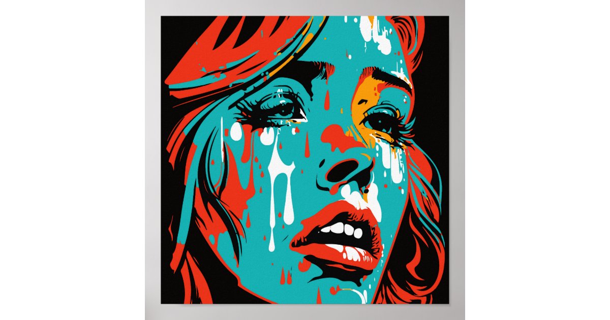 Tears of Emotion: Pop Art Style Crying Woman - Pos Poster | Zazzle