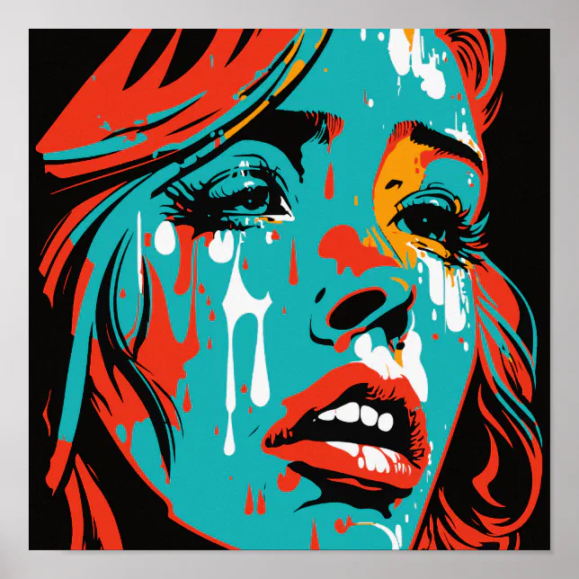 Tears of Emotion: Pop Art Style Crying Woman - Pos Poster | Zazzle