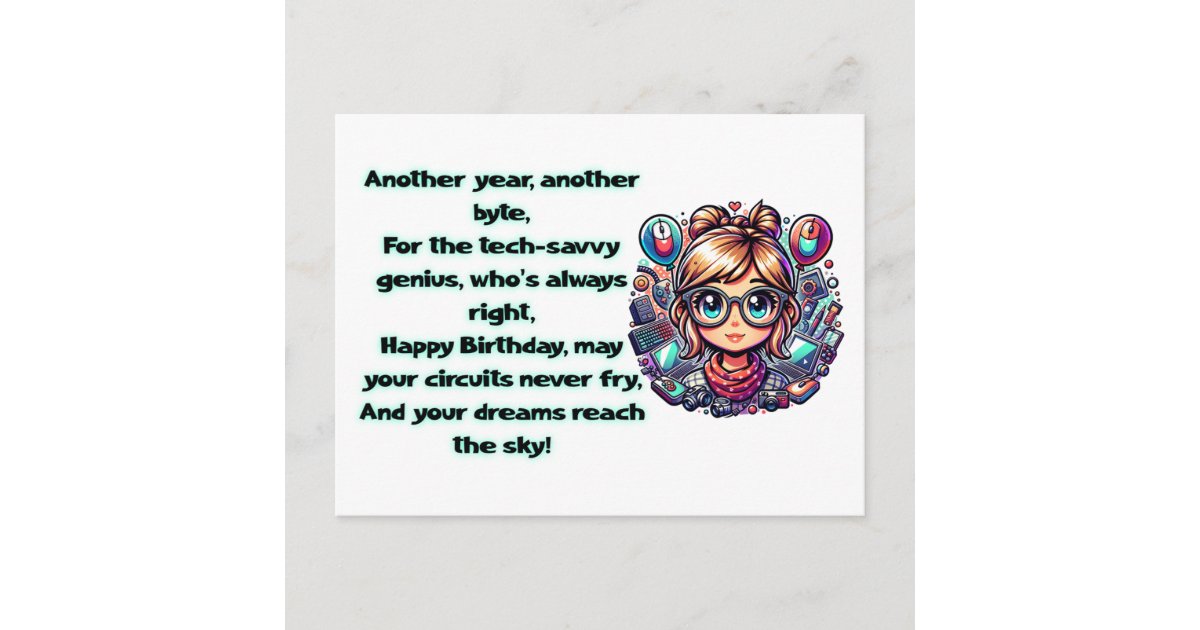 Tech Birthday Card , Geeky Birthday | Zazzle