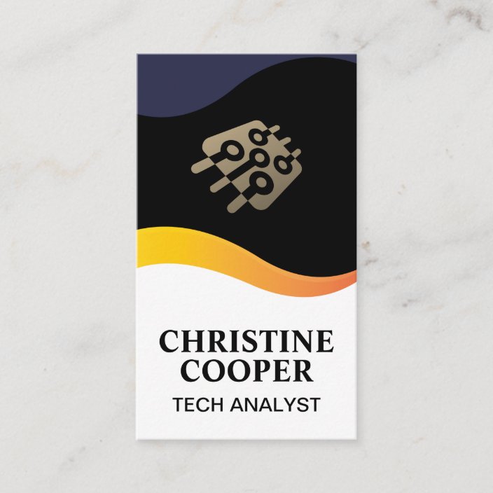 Tech Chip Logo | Wave Design Business Card | Zazzle.com