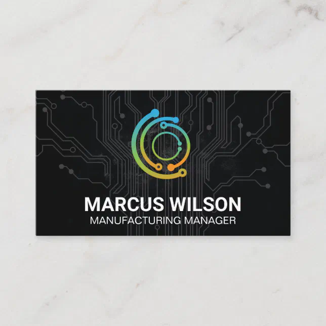 Tech Color Logo | Circuit Board Business Card | Zazzle